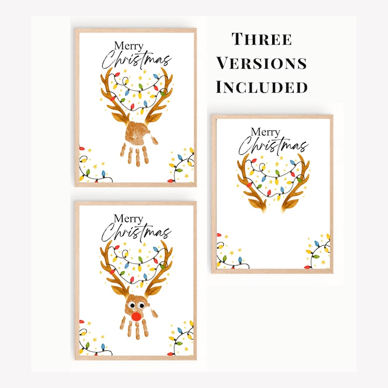 Reindeer Christmas Handprint Art Kids Toddlers Baby Printable Deer ...