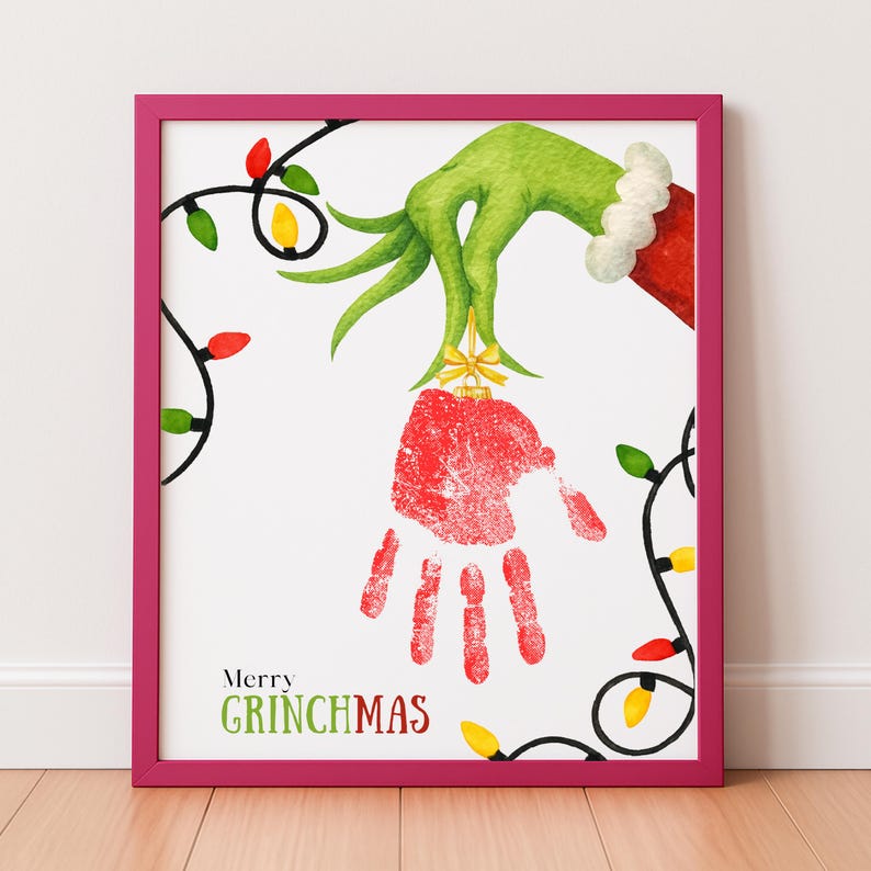 Christmas Handprint Printable Merry Grinchmas Craft Art, Grinch ...