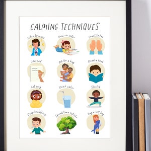 Calm Down Corner Printable Set of 2, Feelings Chart & Calming ...