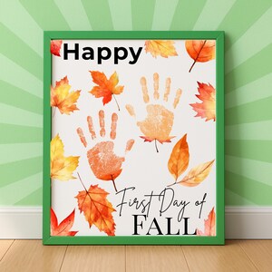Happy First Day of Fall Handprint Craft Printable Kids Autumn Keepsake ...