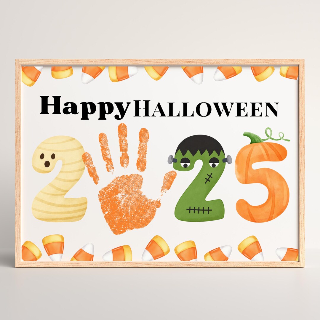 Happy Halloween 2025 Handprint Craft | Mummy Frankenstein Pumpkin Art ...