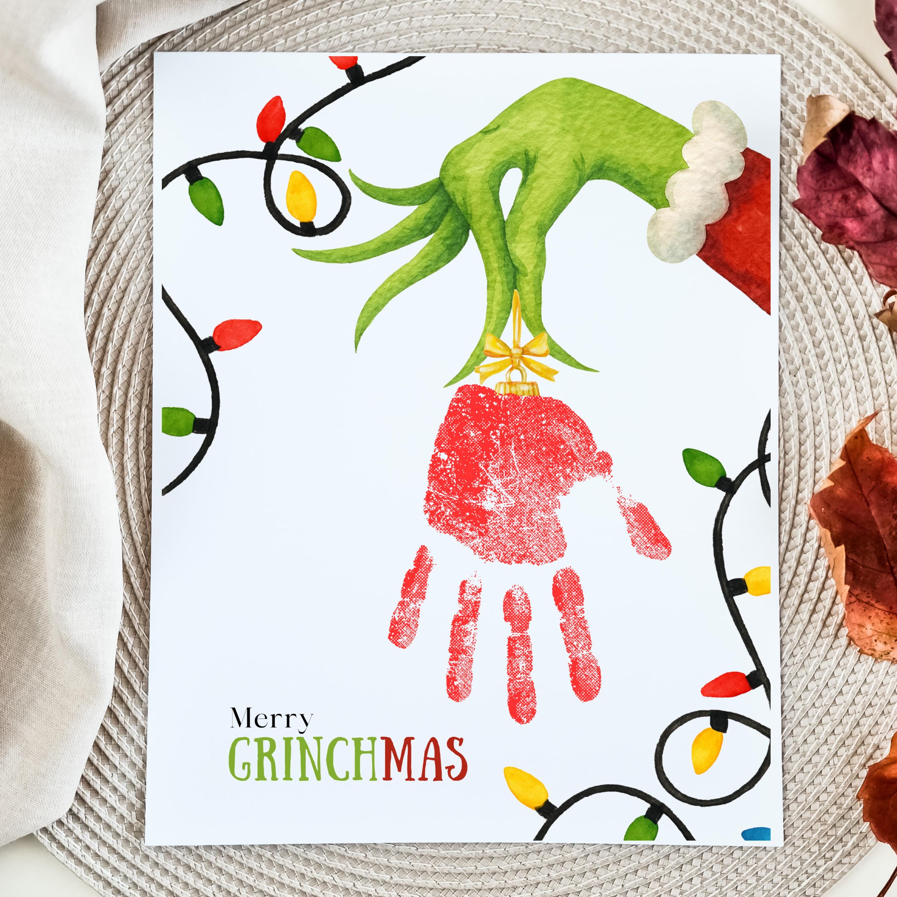 Christmas Handprint Printable Merry Grinchmas Craft Art, Grinch ...