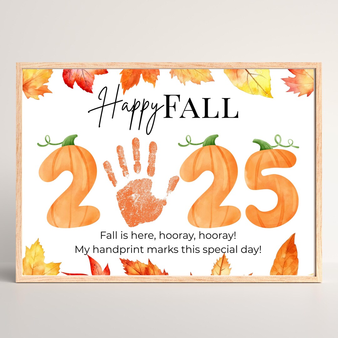 2025 Happy Fall Handprint Printable Craft Kids Fall Keepsake Printable ...