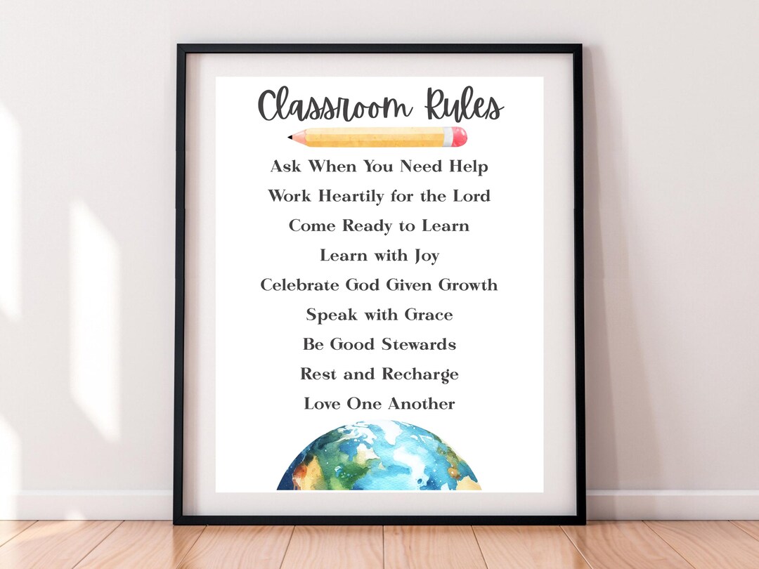 Christian Classroom Rules Printable, Homeschool Bible Verse Poster ...