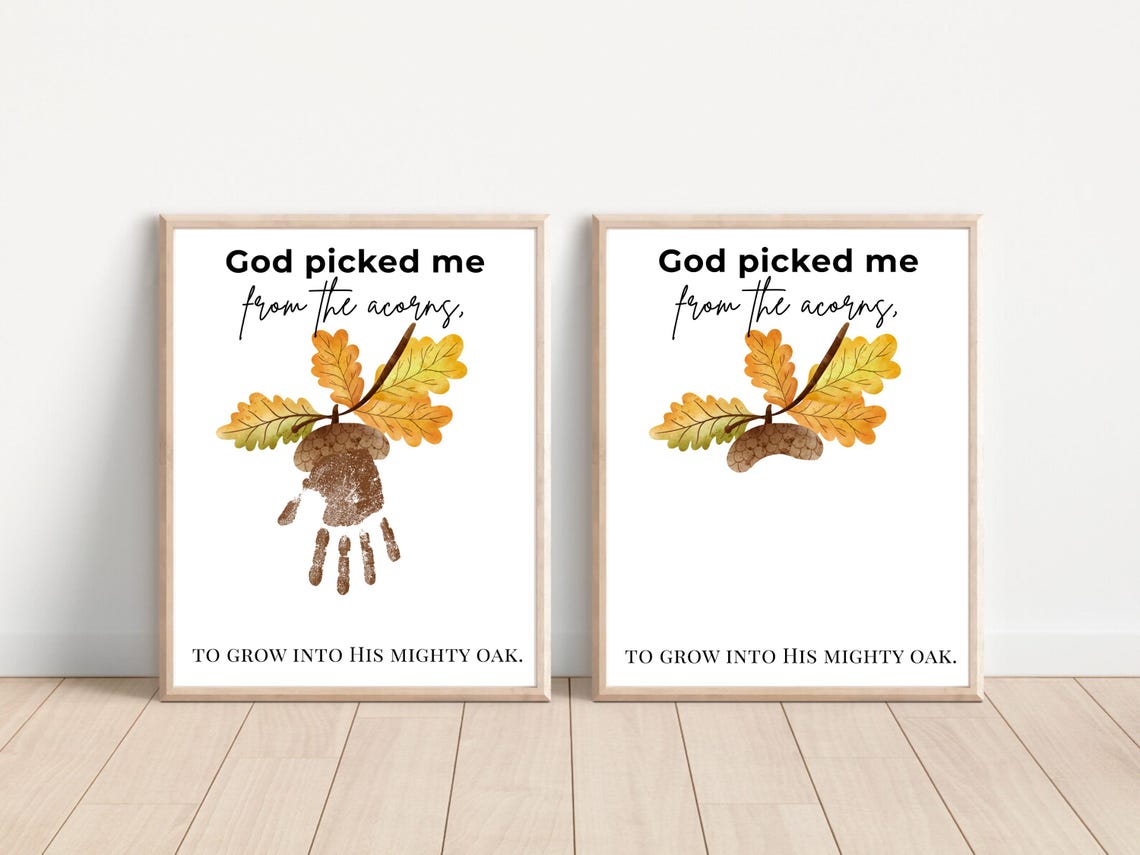 Christian Acorn Handprint Printable Fall Handprint Craft for Kids Bible ...