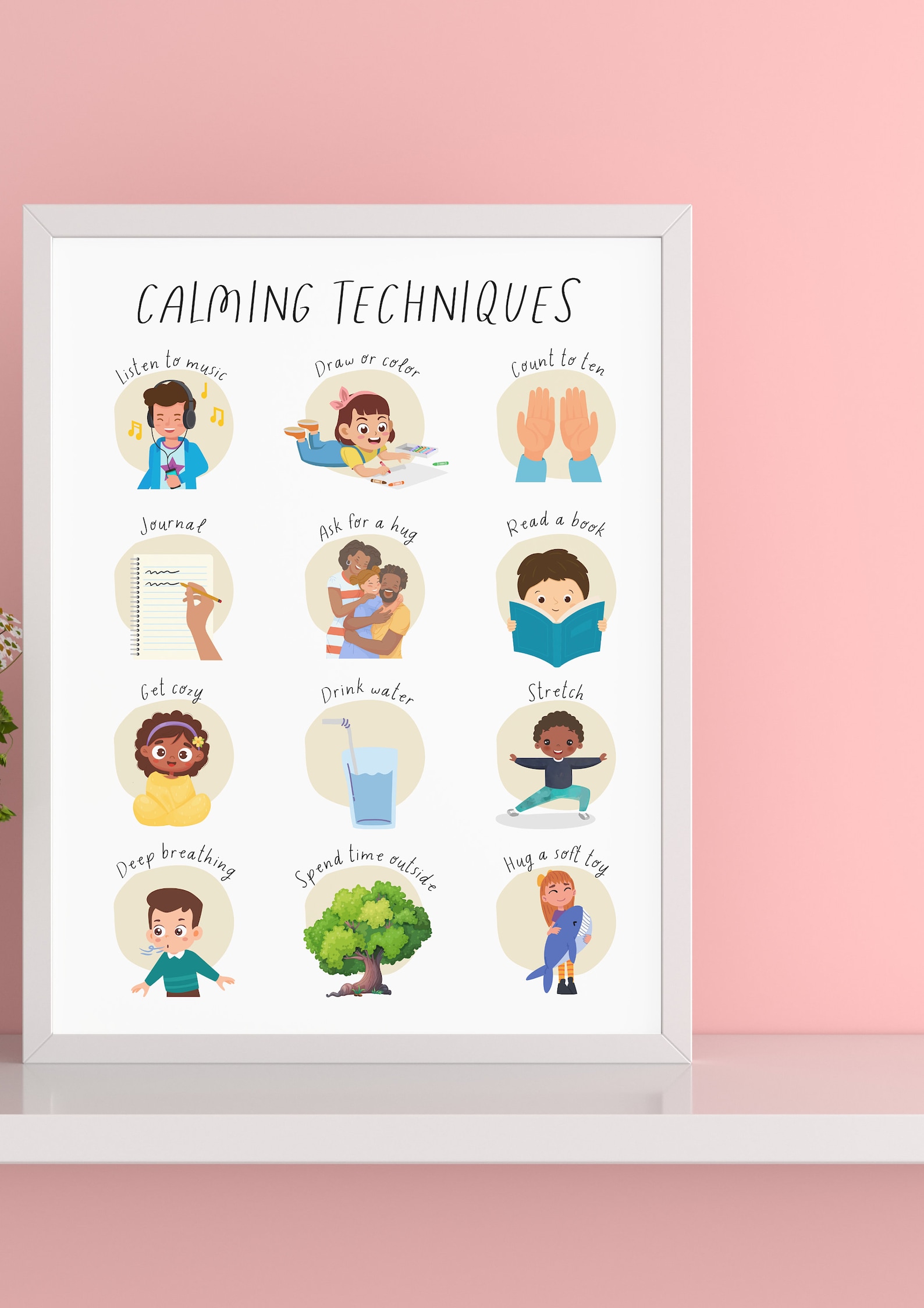 Calm Down Corner Printable Set of 2, Feelings Chart & Calming ...