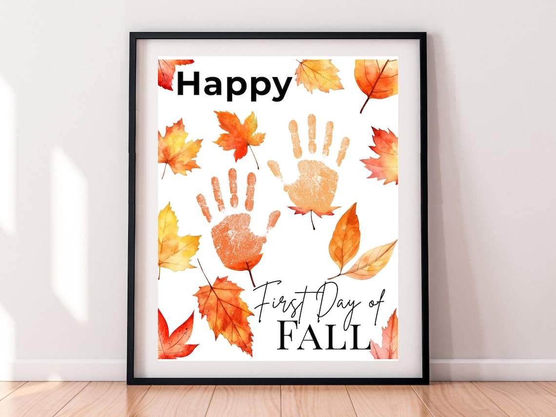 Happy First Day of Fall Handprint Craft Printable Kids Autumn Keepsake ...