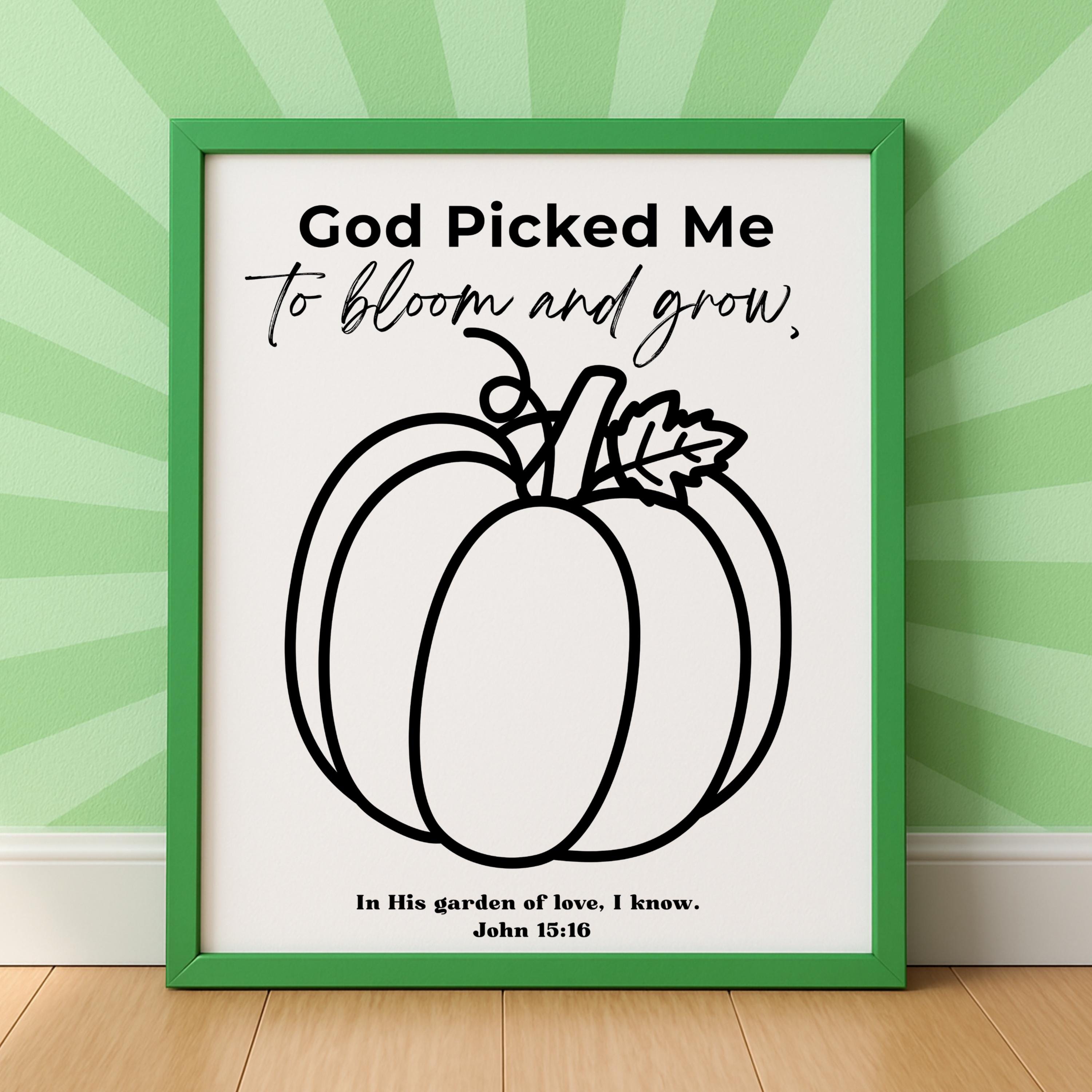 God Picked Me Pumpkin Craft Printable Thanksgiving Fall Activity Sunday ...