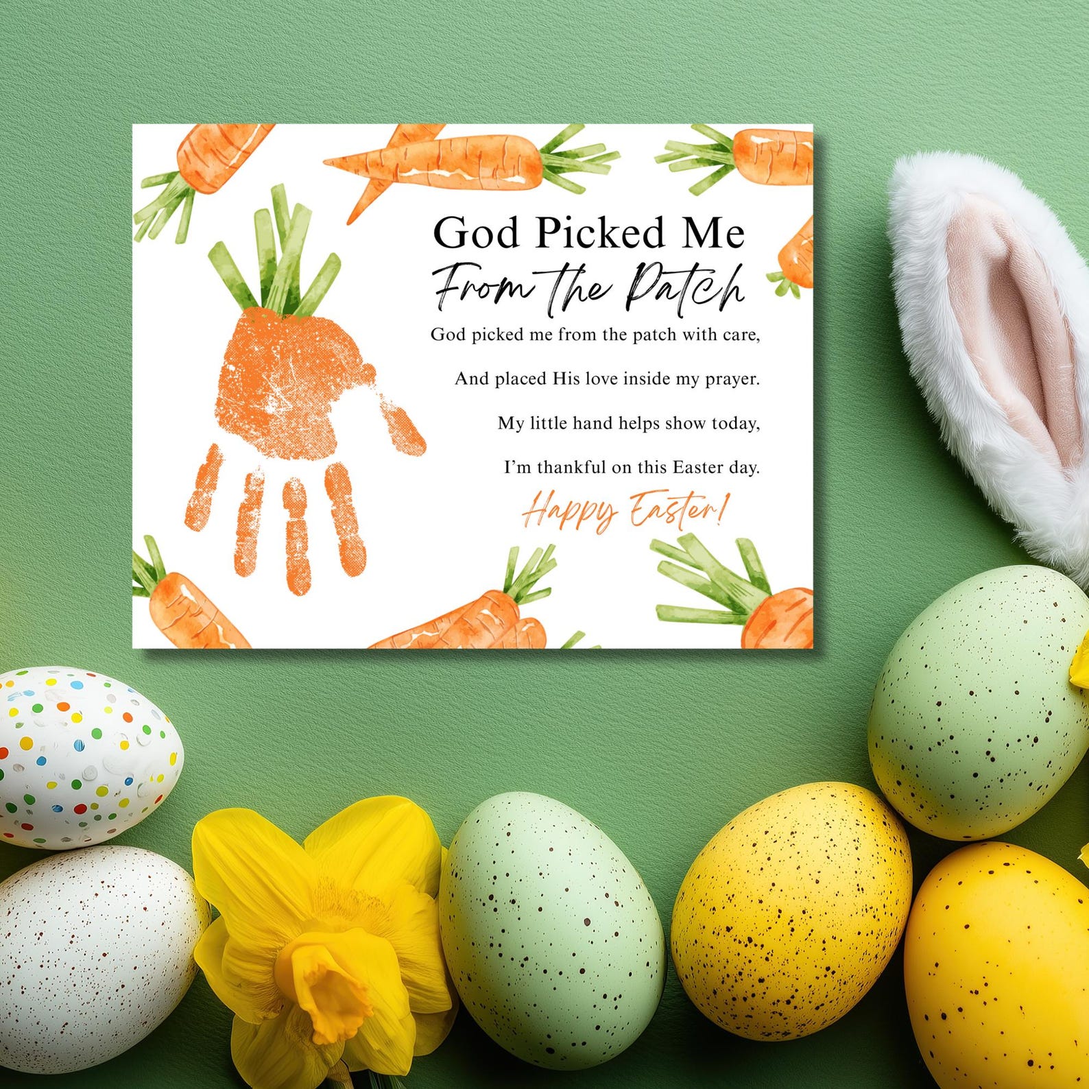 God Picked Me From the Patch Easter Handprint Craft, Christian Kids ...