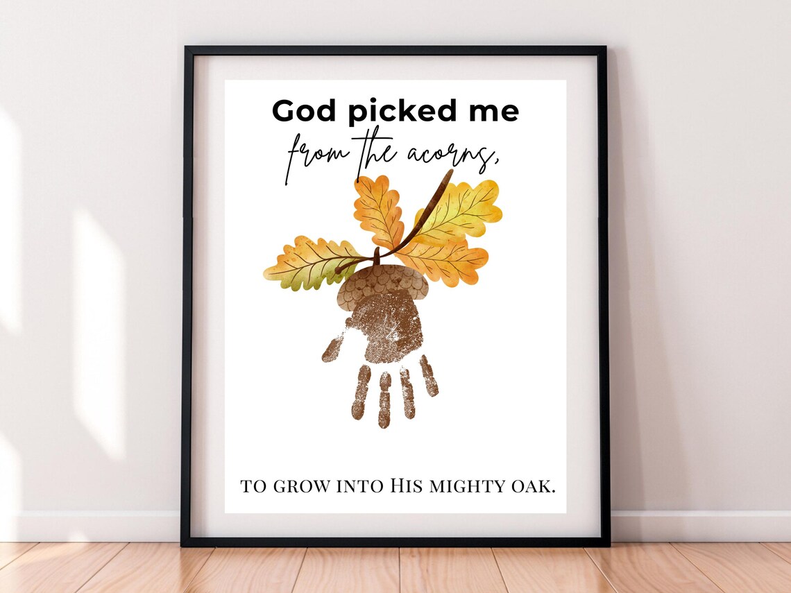 Christian Acorn Handprint Printable Fall Handprint Craft for Kids Bible ...