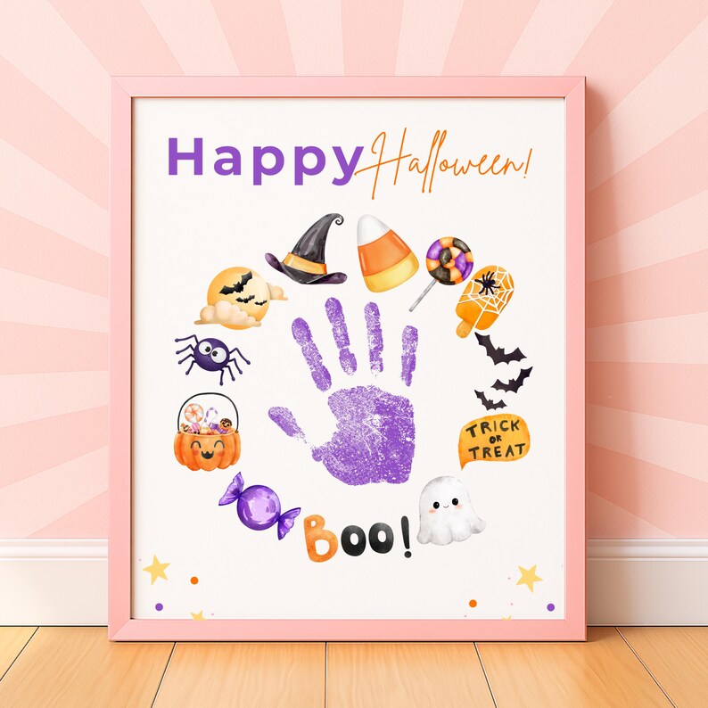 Halloween Handprint Craft Printable | Kids Fall Art Activity | Boo ...