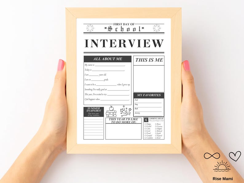 First Day of School Interview Printable Newspaper Style Back to School ...