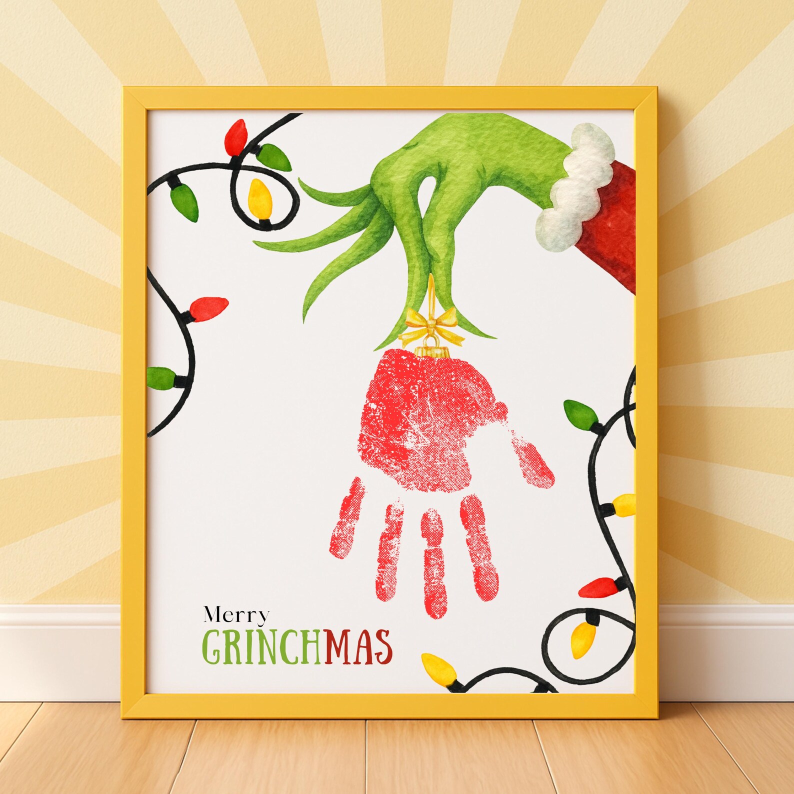 Christmas Handprint Printable Merry Grinchmas Craft Art, Grinch ...