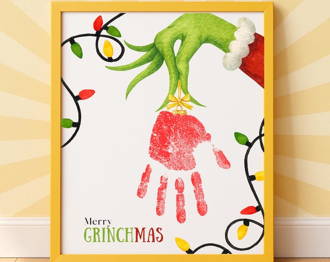 Little Grinch Handprint Craft Christmas Keepsake Printable Toddler ...