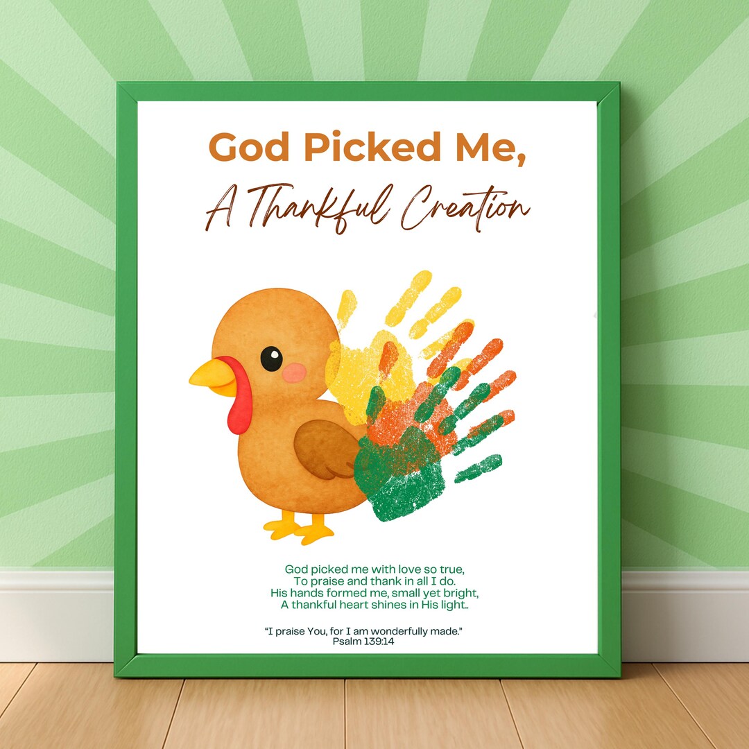 Christian Thanksgiving Handprint Craft for Kids Turkey Craft God Picked ...