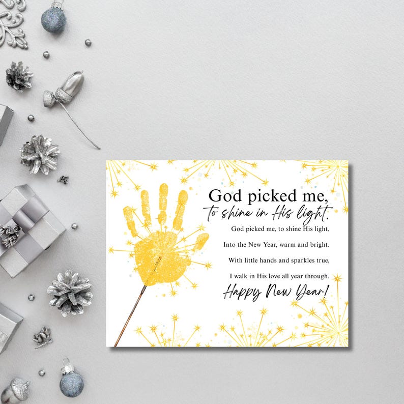 God Picked Me to Shine His Light Printable Christian New Year Handprint ...