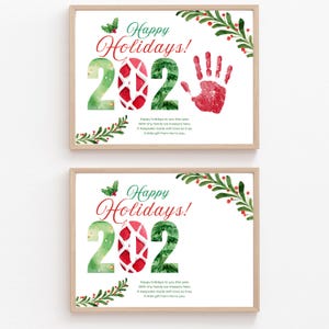 2025 Happy Holidays Handprint Craft Printable, Kids Christmas Keepsake ...