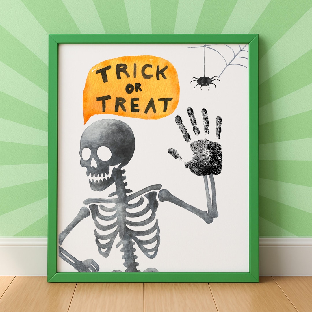 Halloween Skeleton Handprint Craft Printable | Trick or Treat Kids Art ...