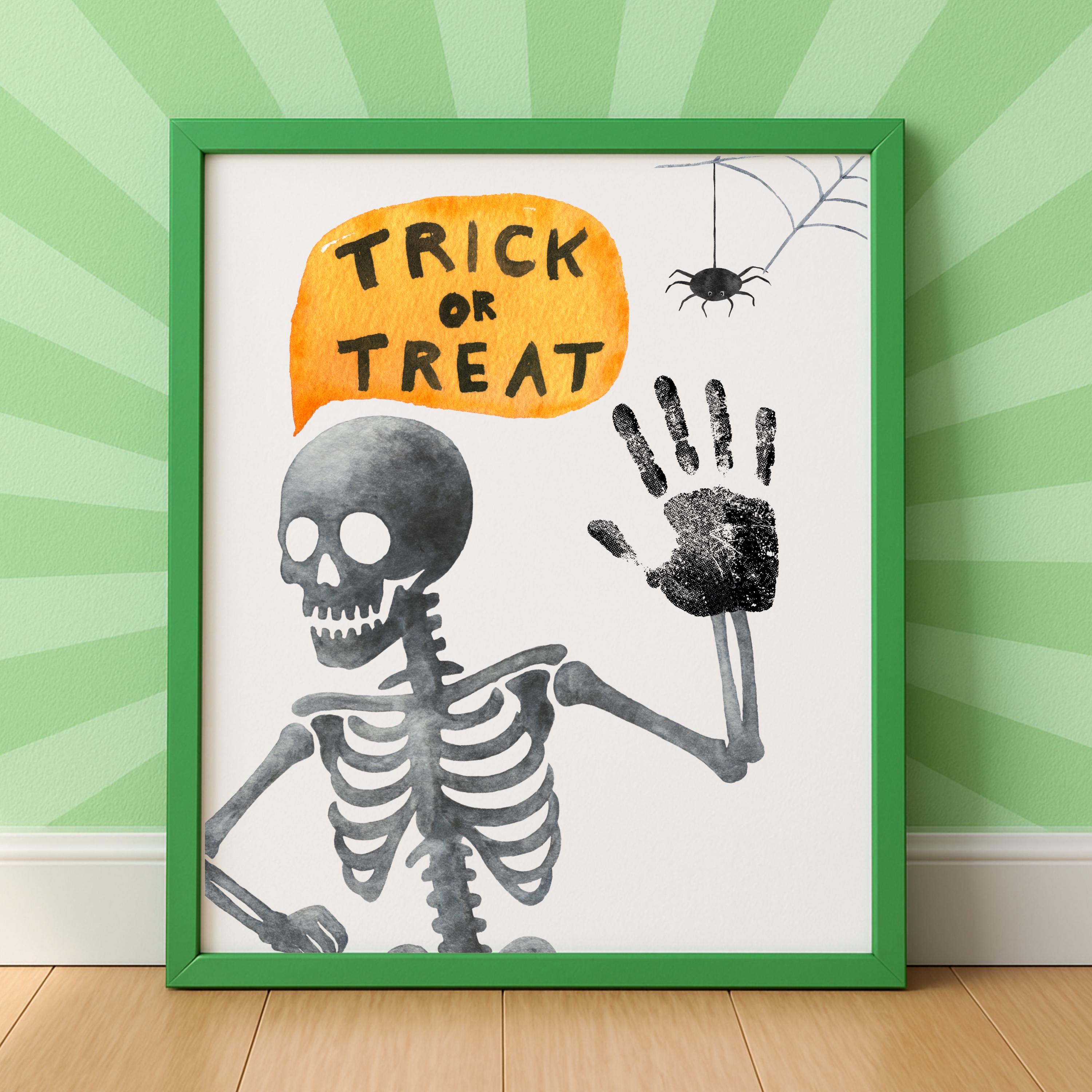 Halloween Skeleton Handprint Craft Printable | Trick or Treat Kids Art ...