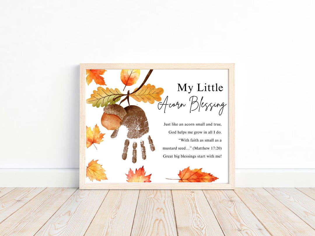 My Little Acorn Blessing Handprint Printable Christian Fall Handprint ...