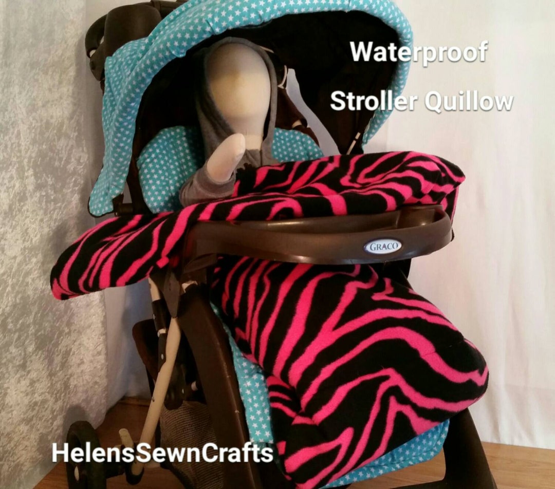 Reduced! Pink Zebra Stroller Quillow, Kids Waterproof Travel Blanket ...