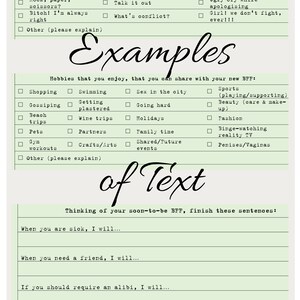 Application for Friendship Form Novelty Forms Best Friends Forever BFF ...