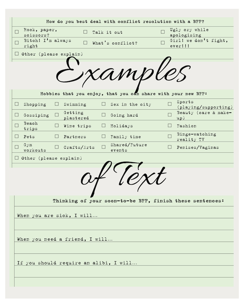 Application for Friendship Form | Novelty Forms | Best Friends Forever ...