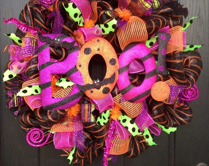 BOO Halloween Mesh Wreath - Etsy
