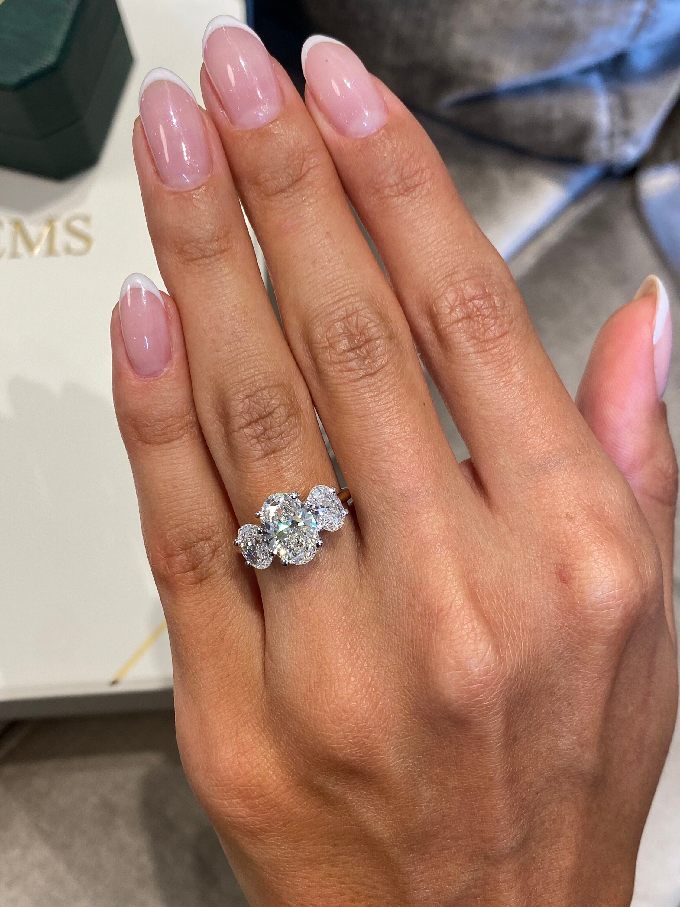 14k Two Tone Gold Proposal Ring, Engagement Ring, Tri Stone Diamond ...