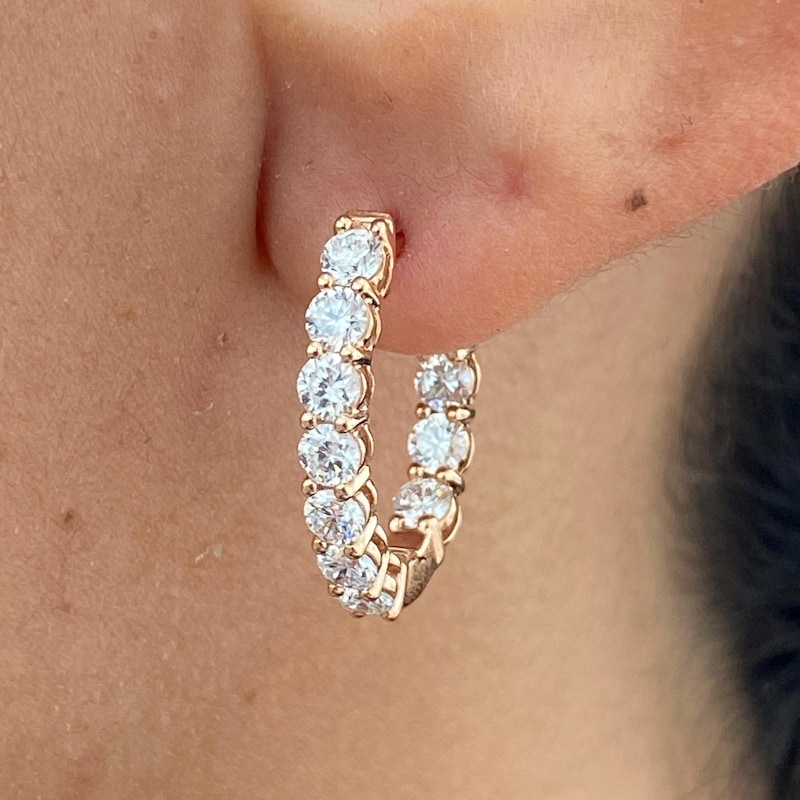 Diamond Hoop Earrings - Etsy
