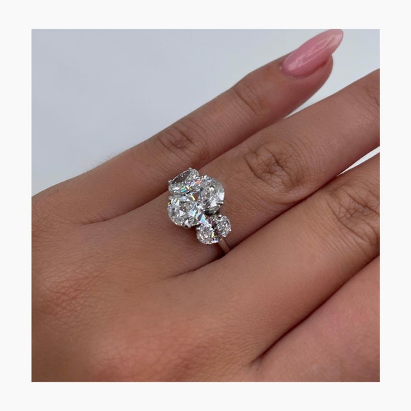 Three Stone Lab Created Diamond Ring - Etsy