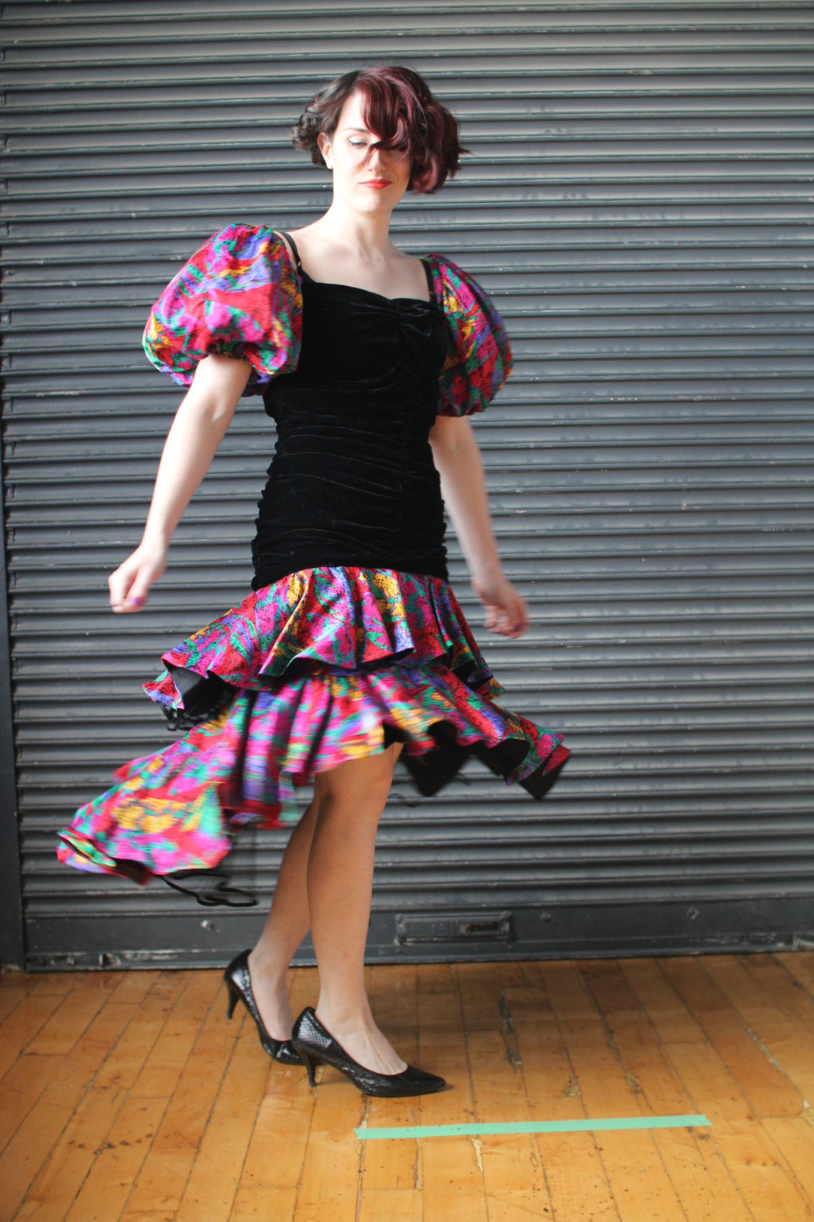 Vintage Fun and Flashy Cocktail Dress in Black Velvet and - Etsy Canada