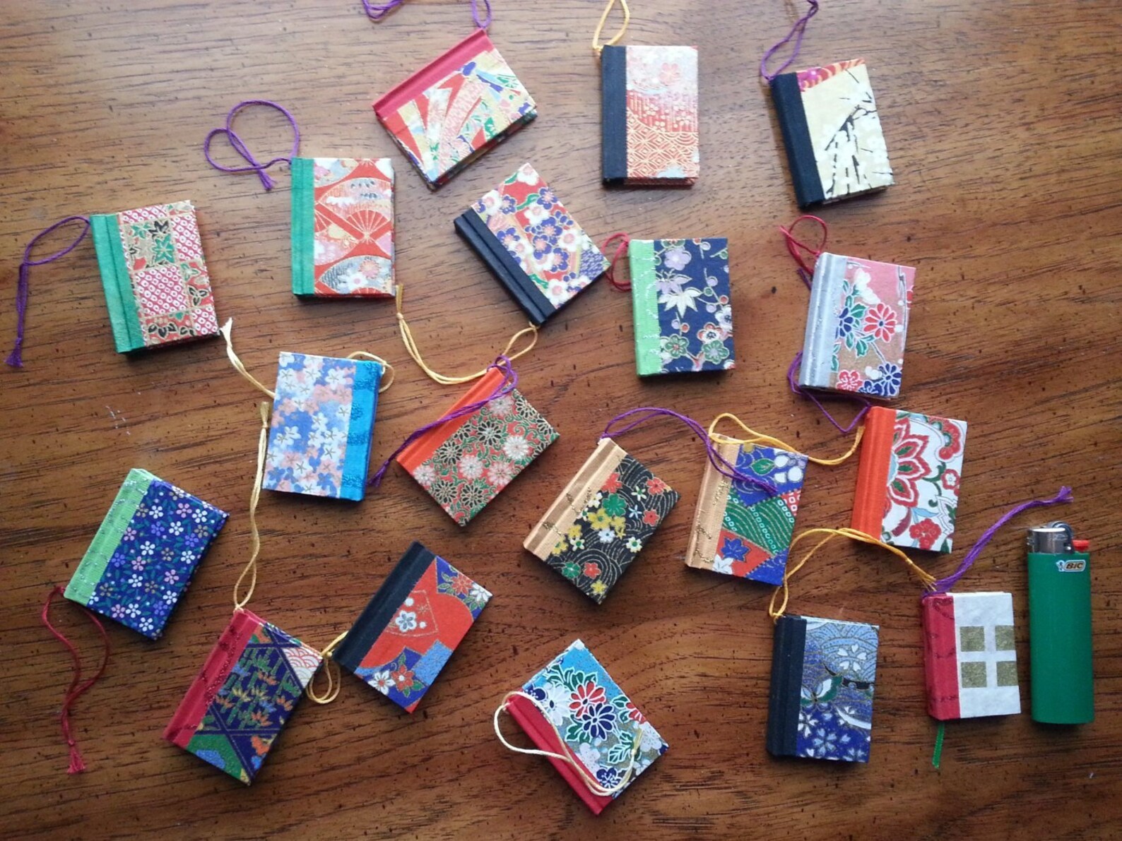 5 Handmade Miniature Book Christmas Ornaments - Japanese Papers ...
