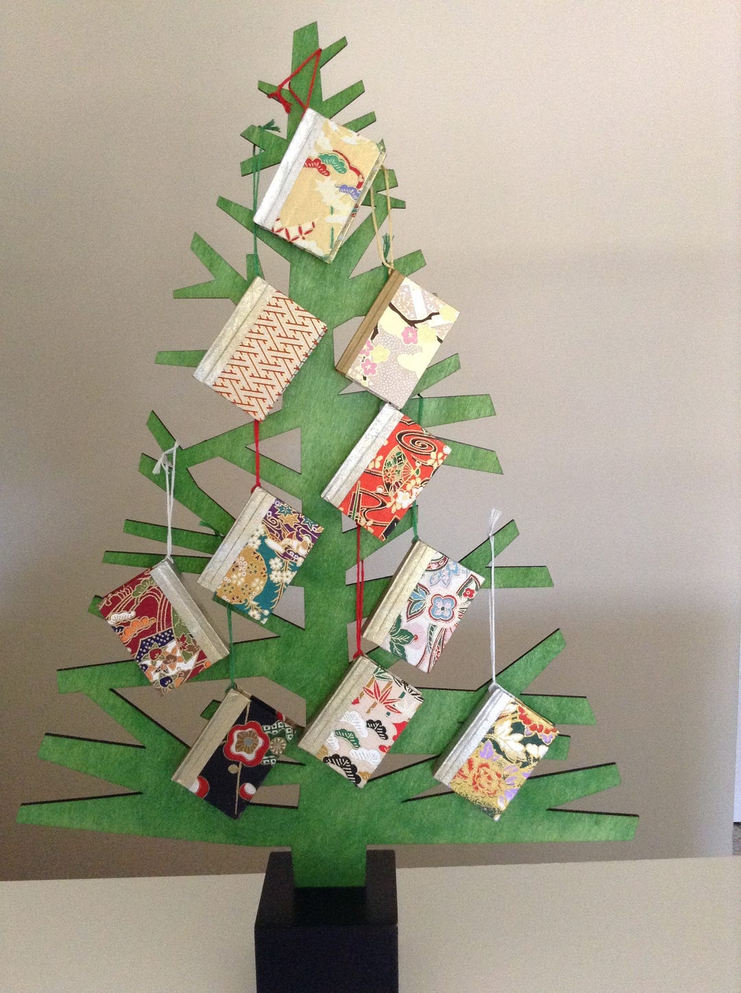 5 Handmade Miniature Book Christmas Ornaments - Japanese Papers ...