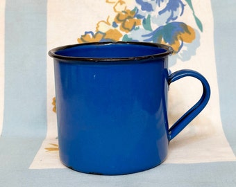 Vintage Enamelware Cup Blue Enamelware Cup Antique Enamelware Cup ...