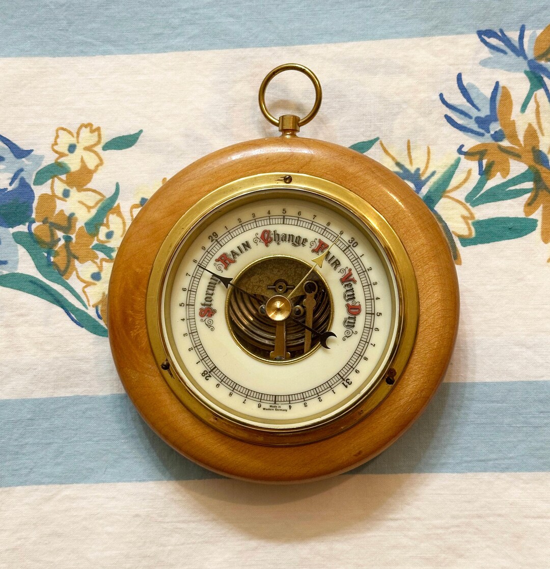Barometer, Wooden Barometer, Round Barometer, MCM Design, 1950s - Etsy