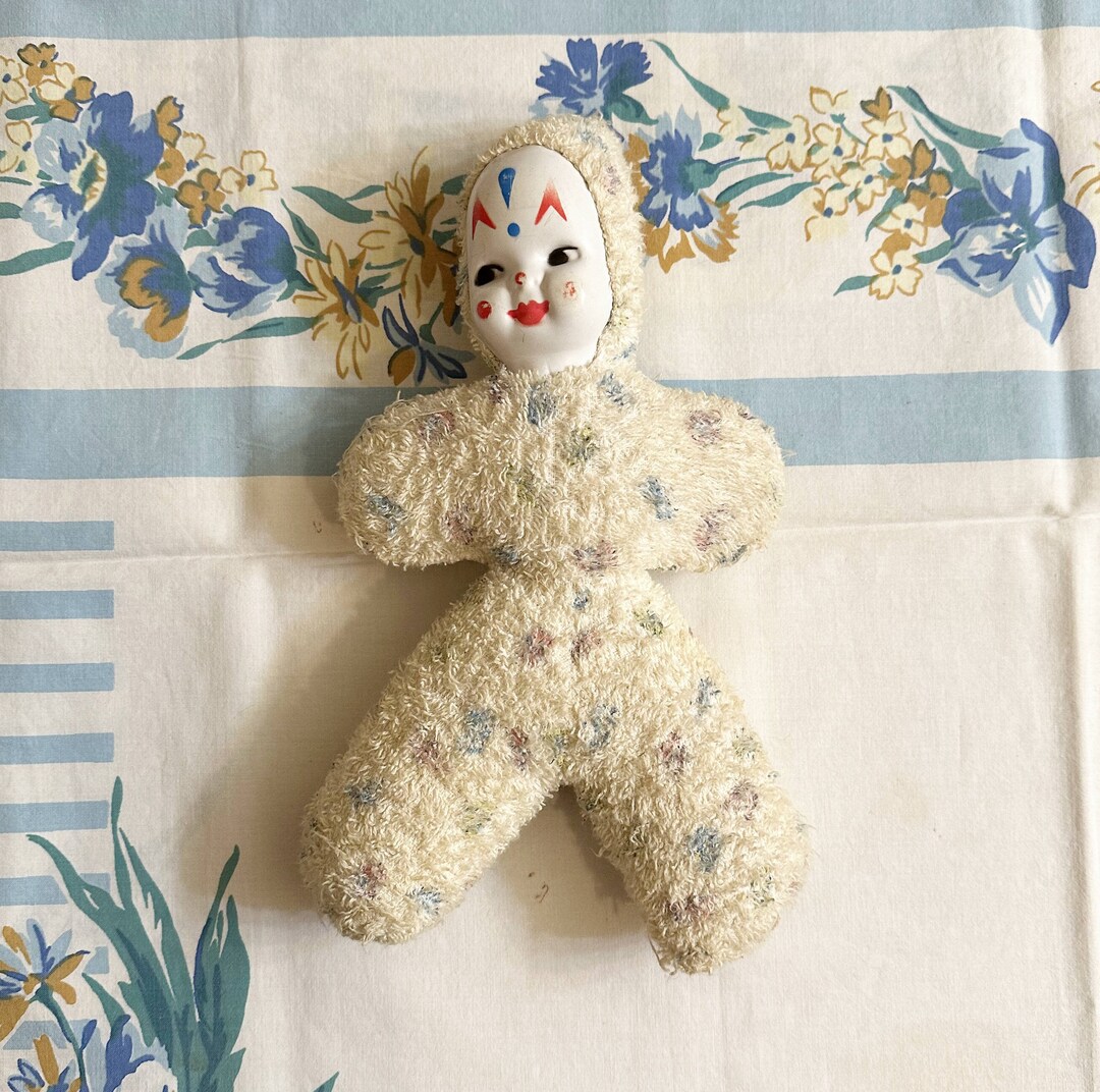 Clown Doll Stuffed Clown Plastic Face Clown Doll 1950s - Etsy