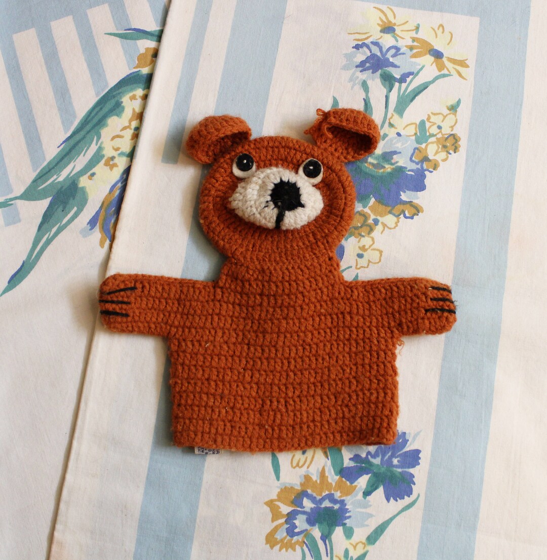 Bear Hand Puppet, Dakin Hand Puppet, Knitted Hand Puppet, Vintage - Etsy