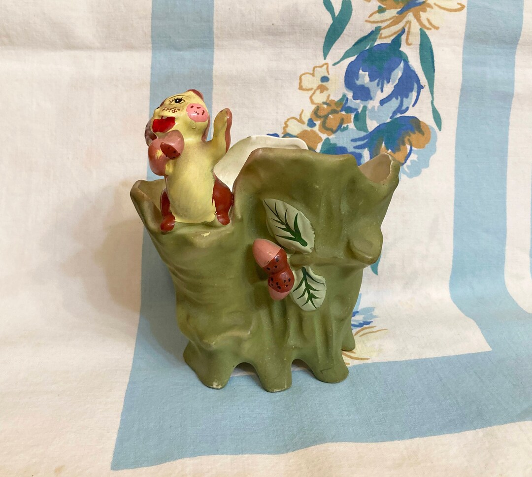 Squirrel Planter, Squirrel on Stump Planter, Enesco Planter, Vintage - Etsy