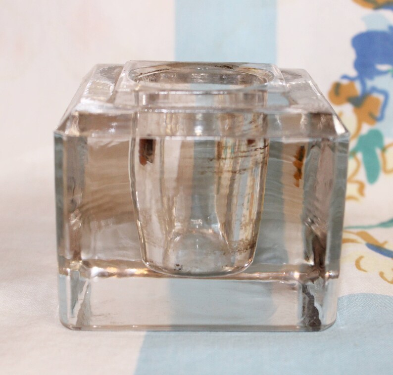 Ink Well, Square Glass Ink Well, Vintage - Etsy