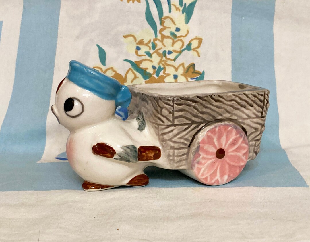 Planter Bird Planter Bird Pulling Cart Planter Vintage - Etsy