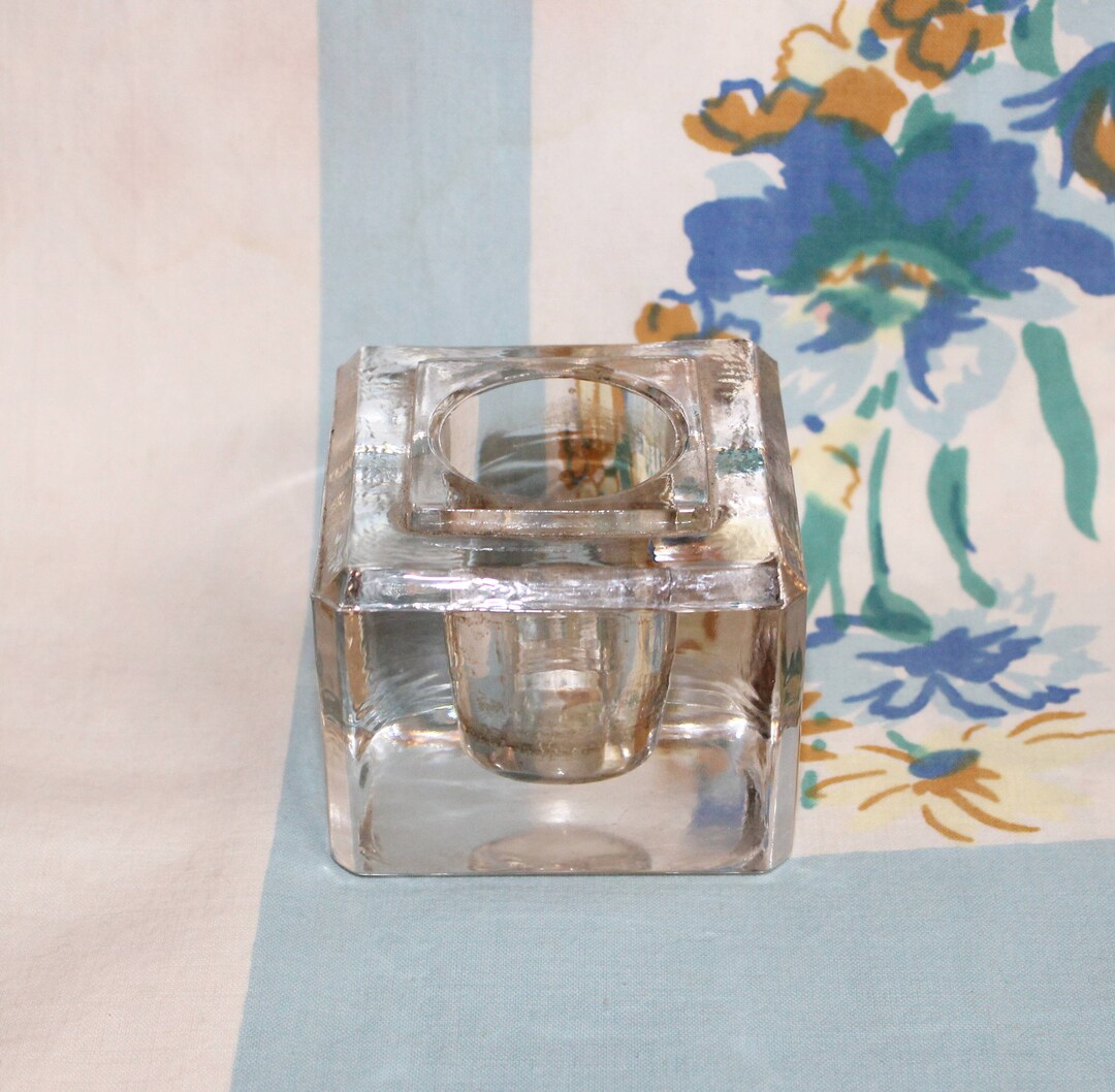 Ink Well, Square Glass Ink Well, Vintage - Etsy