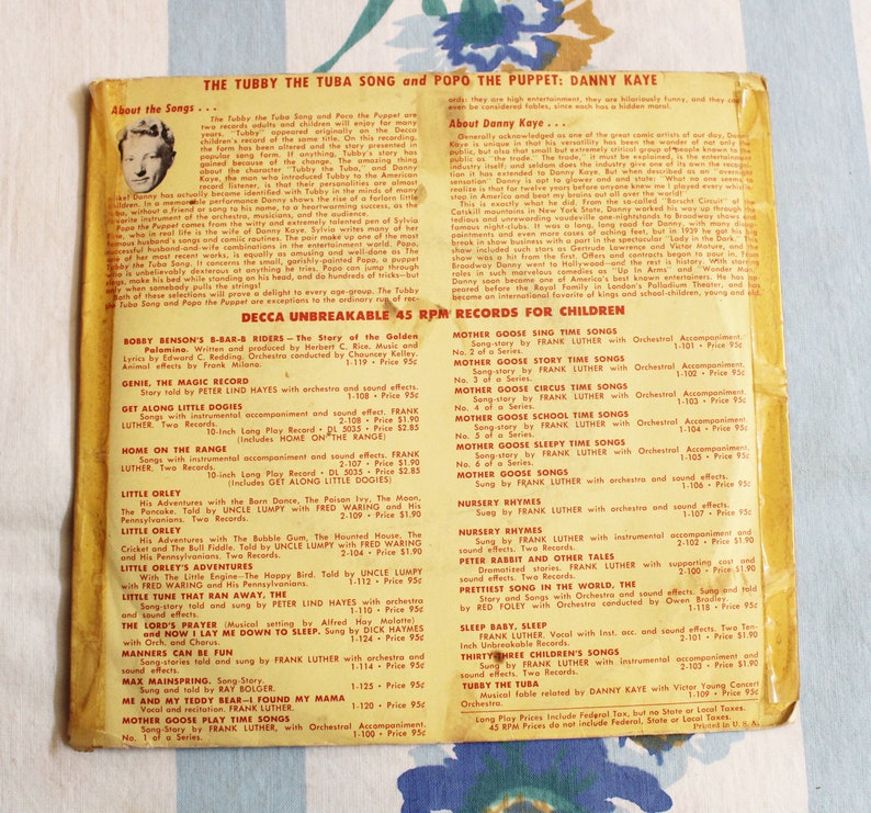 Tubby the Tuba Record Popo the Puppet Record Danny Kaye - Etsy