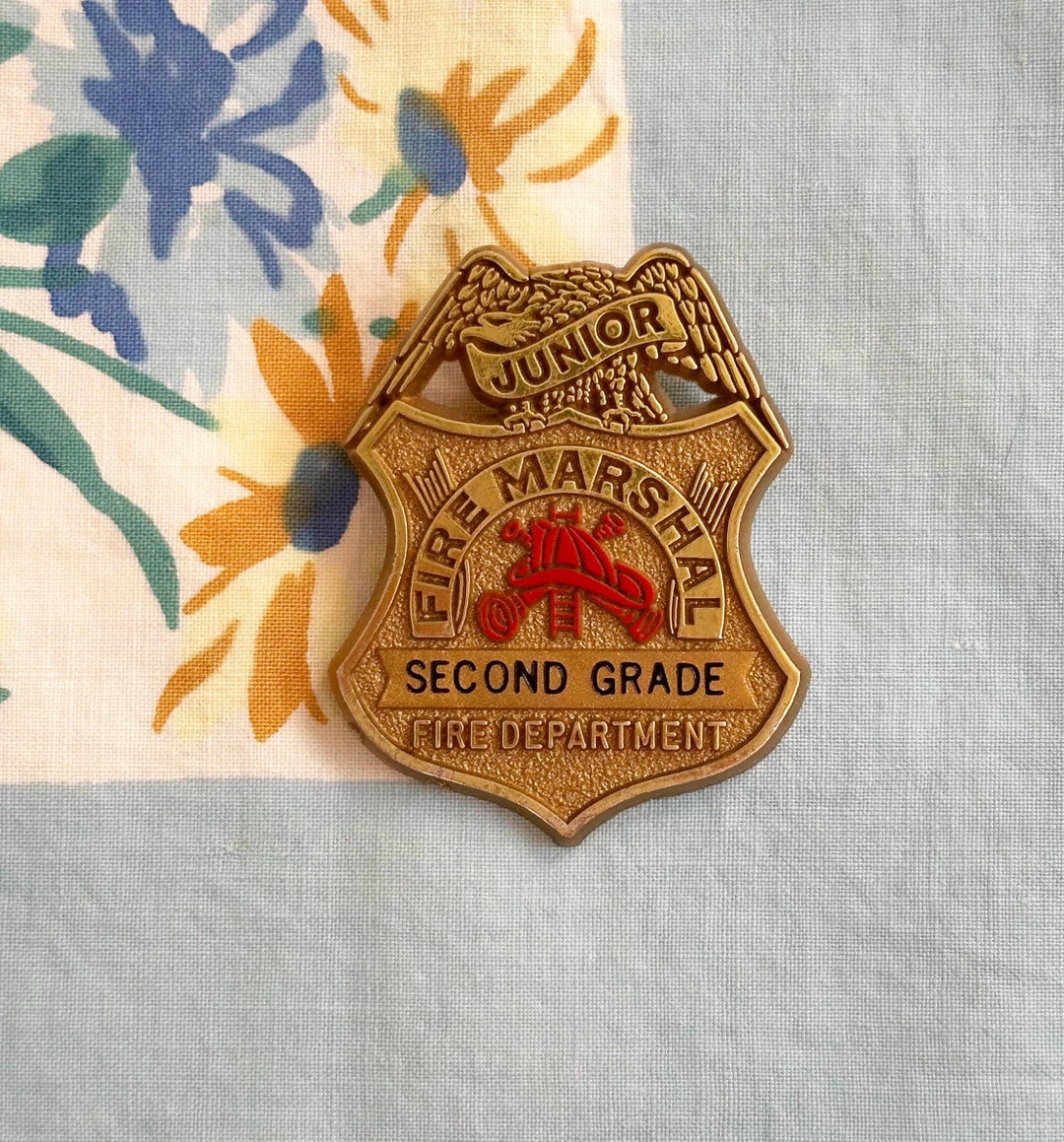 Badge, Junior Fire Marshall Badge, Child's Fire Marshall Badge, 1950s ...