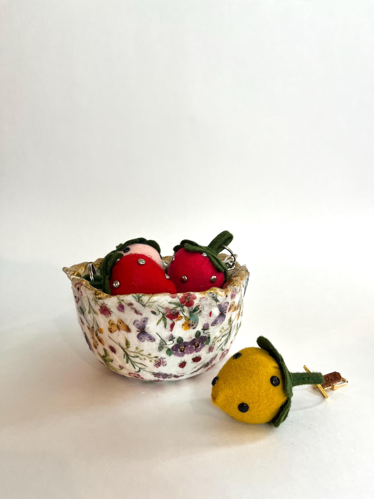 Floral Garden Paper Mache Bowl – Hand-painted & Decoupaged With Gold ...