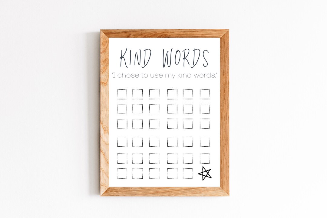 Kid Kind Words Chart, Minimal Kind Words Chart, Responsibility Chart ...