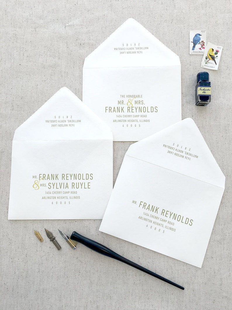 Printed Addressing | ACC1 | Guest and Return Envelope Addressing ...
