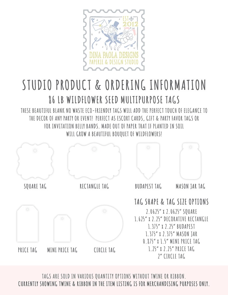 Tags & Escort Cards | TEA1 | Blank or Printed Wildflower Seed Tags ...