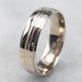 White Gold Lined Band, 14K White Gold, Unisex Wedding Band, Stacking ...
