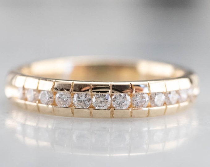 Diamond Pattern Band, Yellow Gold Diamond Band, Diamond Wedding Band ...
